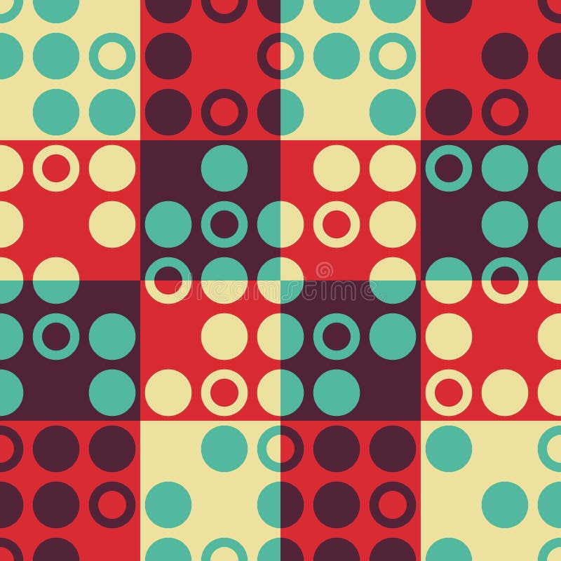 Seamless Circle and Square Pattern Stock Vector - Illustration of retro ...
