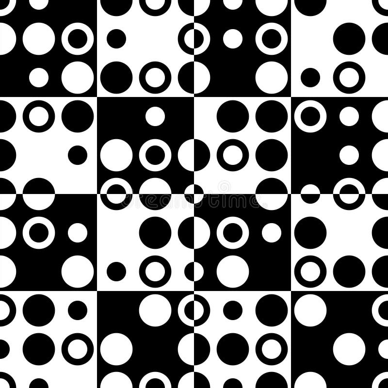 Seamless Circle and Square Pattern Stock Vector - Illustration of black ...