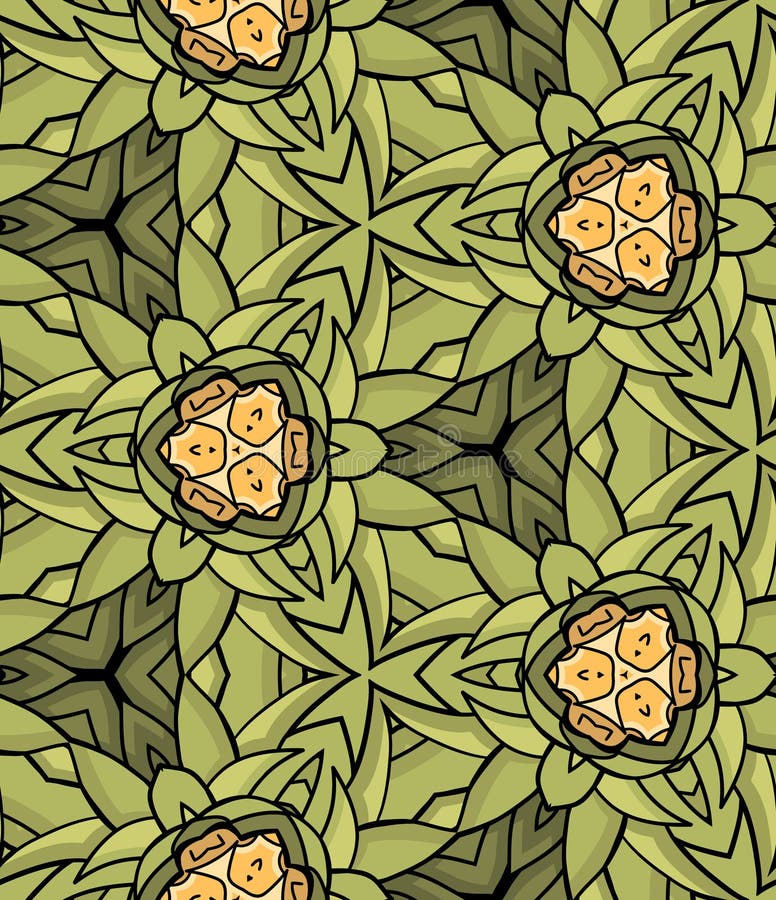 Seamless Circle Vintage Flower Pattern Stock Vector - Illustration of ...