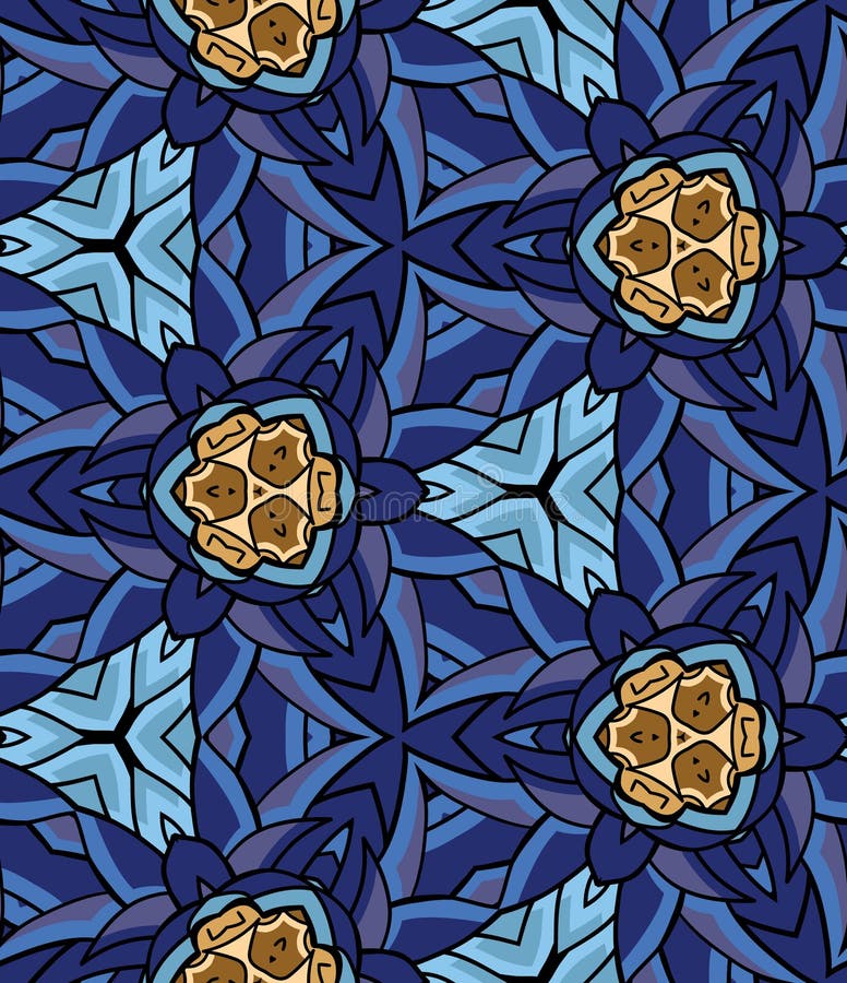 Seamless Circle Vintage Flower Pattern Stock Vector - Illustration of ...