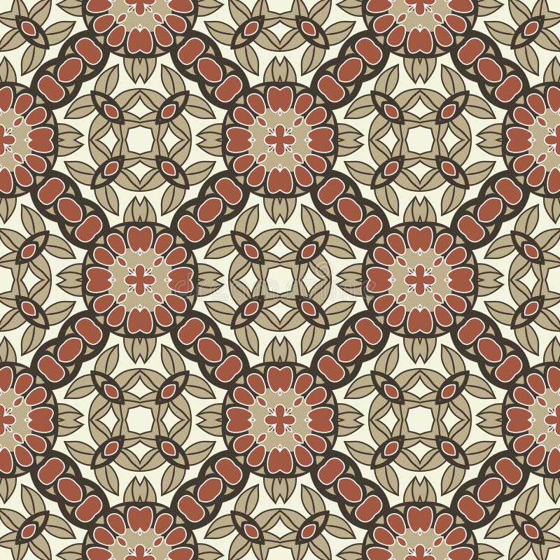 Seamless Circle Vintage Flower Pattern Stock Vector - Illustration of ...