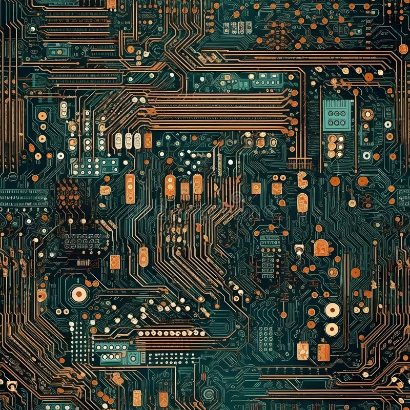Seamless Circuit Board Tile Pattern Texture, Generative AI Stock ...