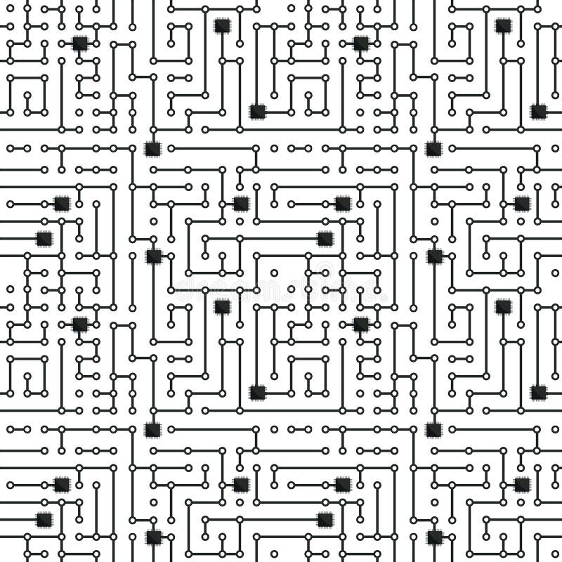 Circuit Board Seamless Pattern Black White Stock Illustrations – 474 ...