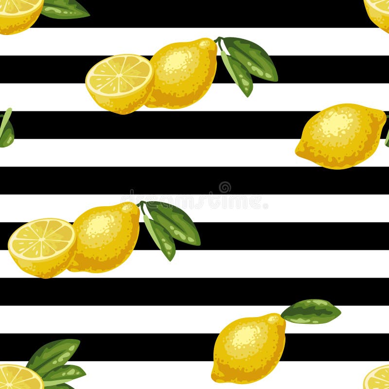 Pattern of Lemons on the Background of Stripes Stock Vector ...