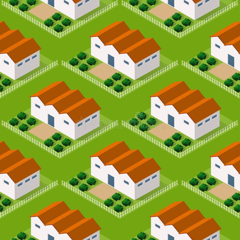 Seamless City Building House Repeating Tile Pattern Isometric ...