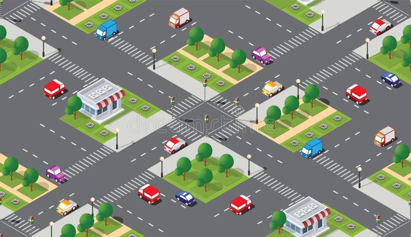 Seamless city map pattern stock vector. Illustration of isometric ...