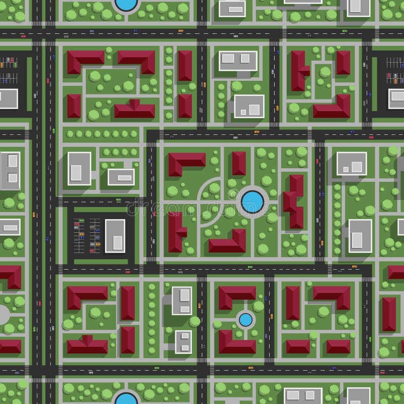 Seamless City Pattern Top View. Stock Vector - Illustration of ...