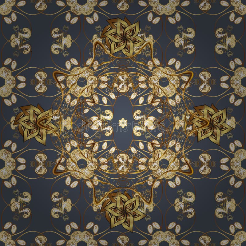 Seamless Classic Vector Golden Pattern Stock Illustration ...