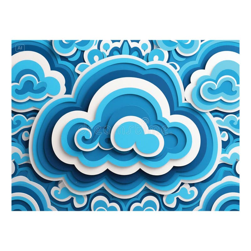 Seamless Cloud Art with White Outlines Stock Illustration ...