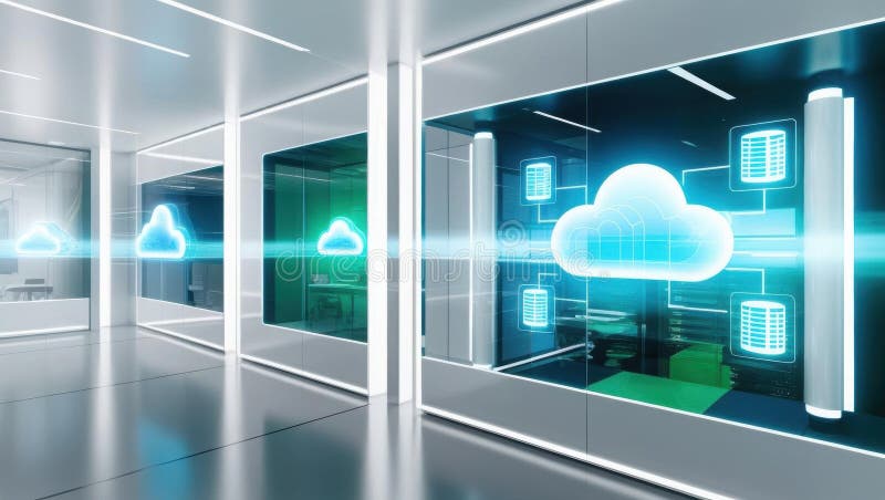 Seamless Cloud Deployment with Glowing Server Icons in Futuristic Tech ...