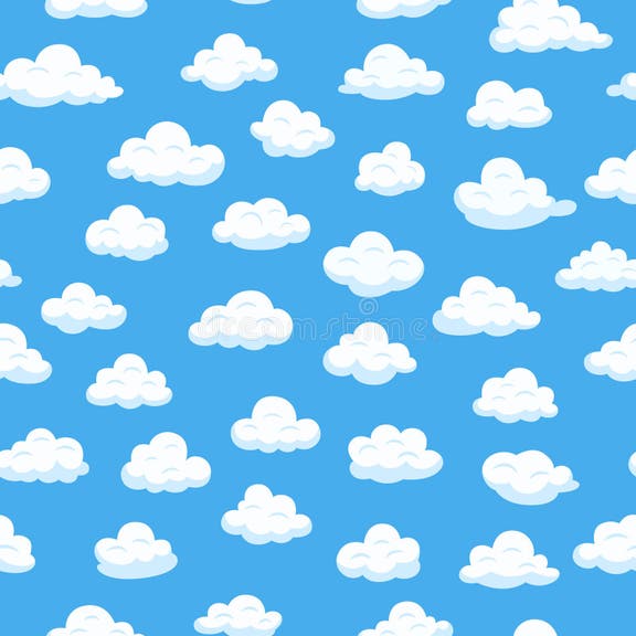 Seamless Cloud Pattern. Blue Sky Cloud Vector Background. Cartoon Cloud Pattern. White Clouds ...
