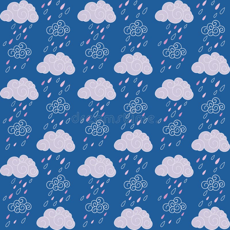 Seamless Clouds and Rain Pattern Stock Vector - Illustration of ...