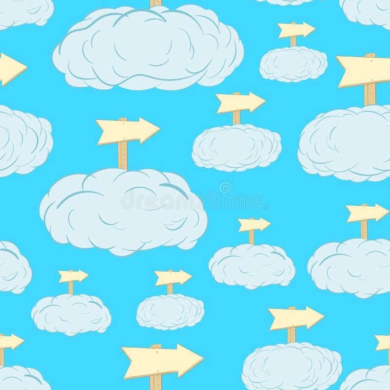 Seamless Clouds with Road Signs Stock Vector - Illustration of nature ...
