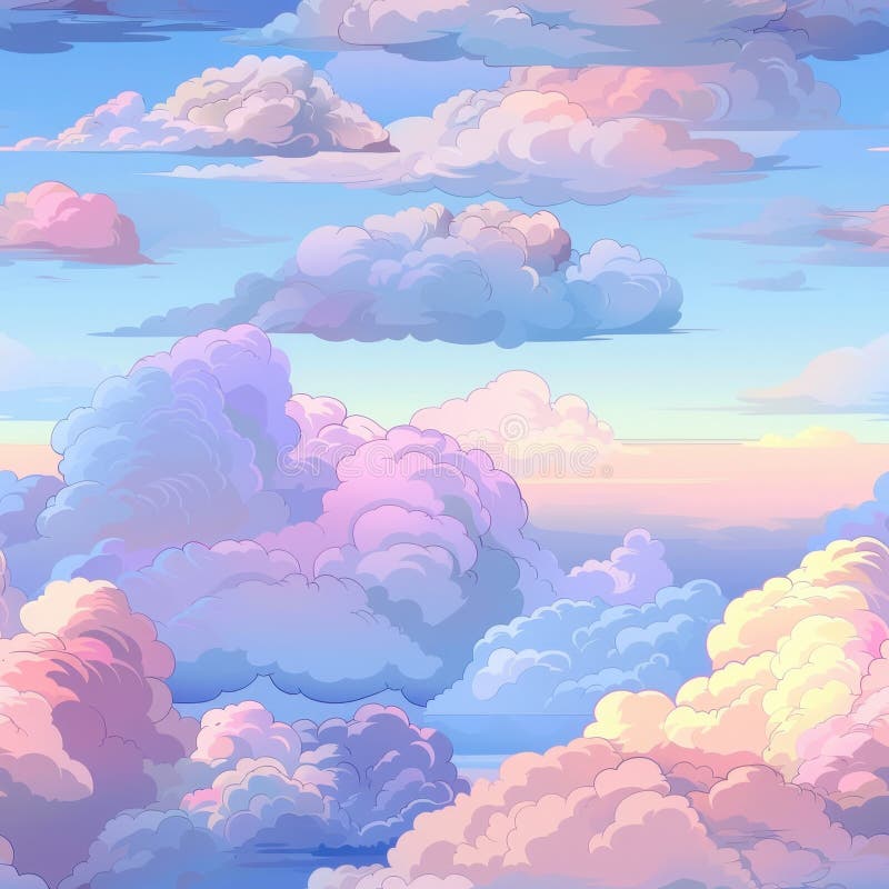 Seamless Cloudscape Pattern with Soft Sky Gradients Stock Image - Image of aerial, tranquil ...
