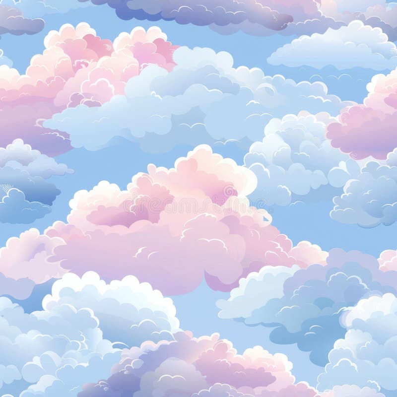 Seamless Cloudscape Pattern with Soft Sky Gradients Stock Image - Image of tileable, ethereal ...
