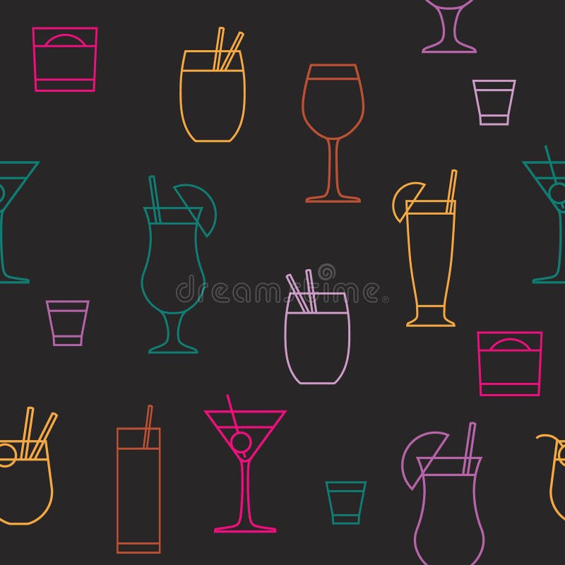 Seamless Cocktail Drink Pattern Stock Vector - Illustration of martini ...