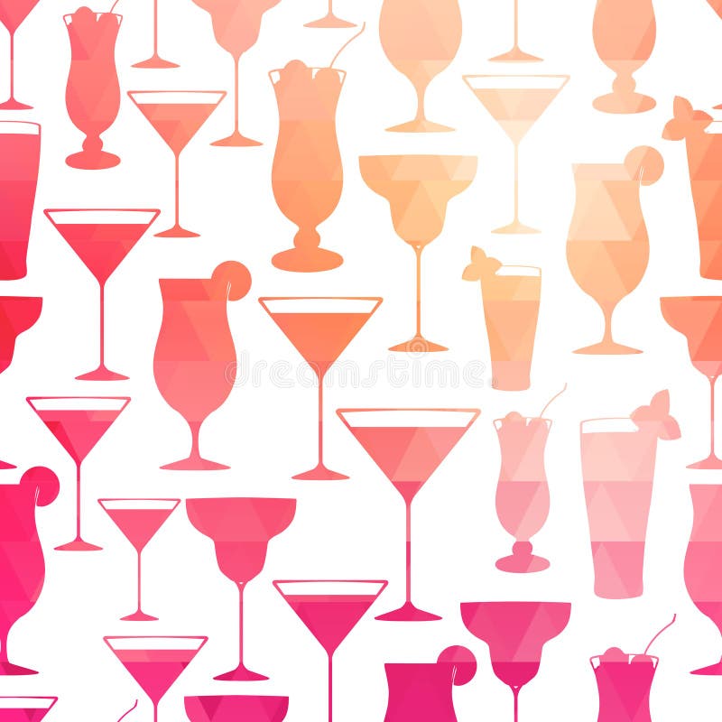 Seamless Cocktail Glasses Pattern Stock Illustration - Illustration of ...