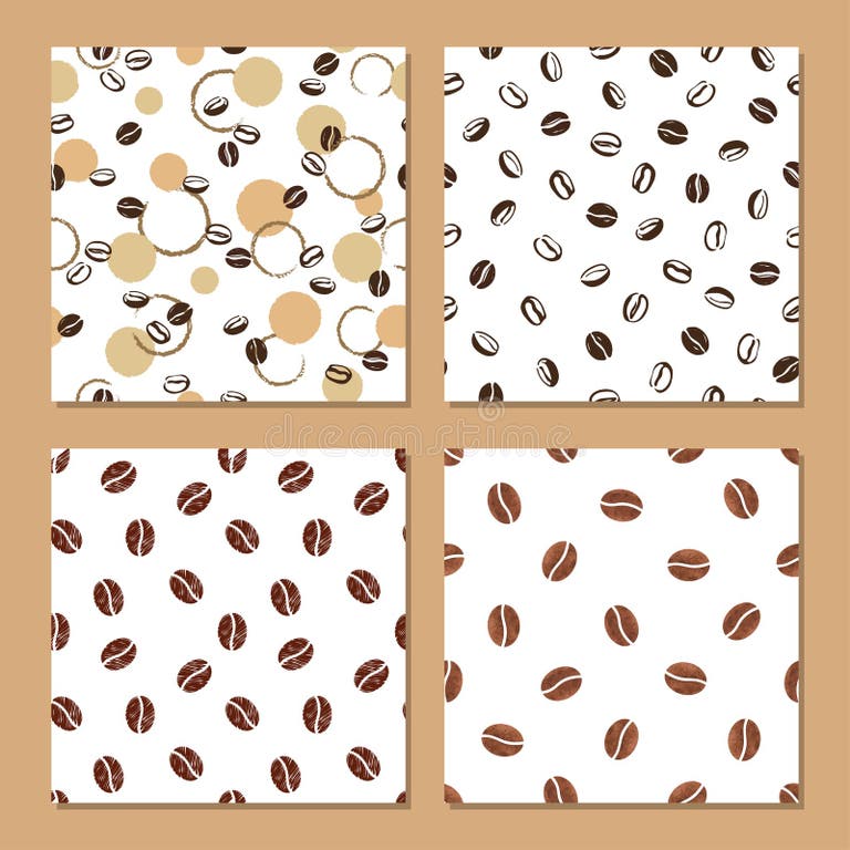 Seamless Coffee Beans Patterns. Abstract Coffee Vector Illustration Stock Vector - Illustration ...