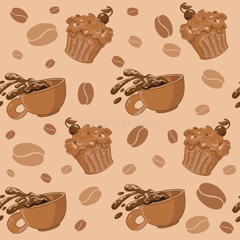 Seamless Coffee and Cupcakes Stock Vector - Illustration of restaurant ...