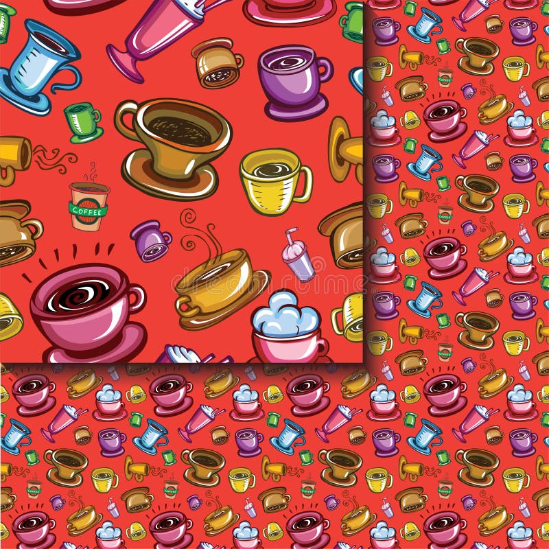 Seamless Coffee Cups Pattern Stock Vector - Illustration of decoration ...