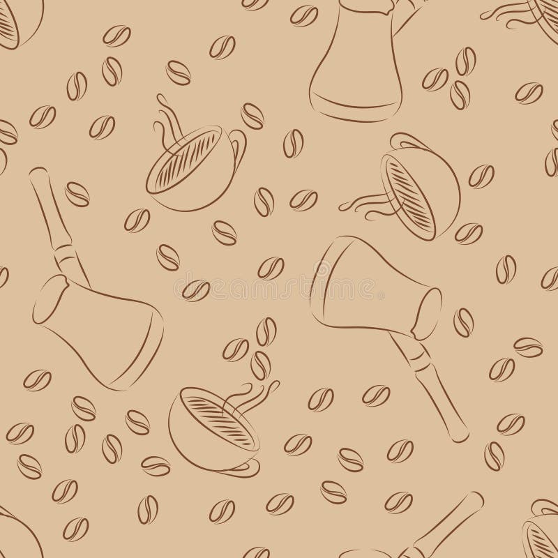 Seamless coffee pattern stock vector. Illustration of coffee - 56936696
