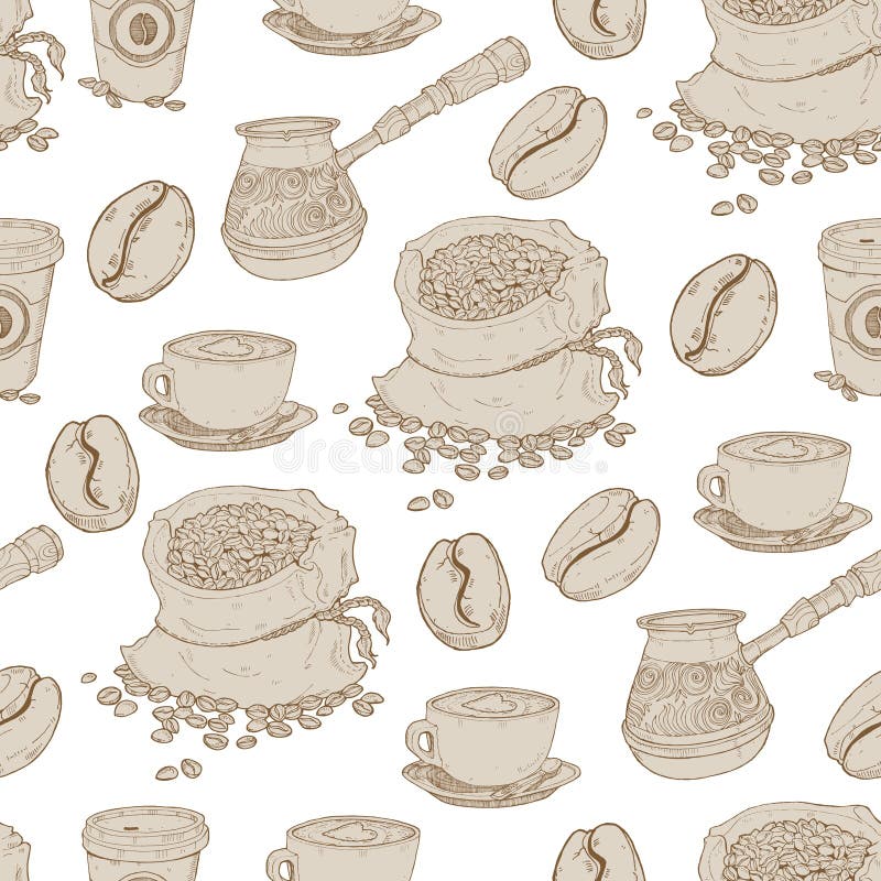 Seamless coffee pattern stock vector. Illustration of espresso - 39528342