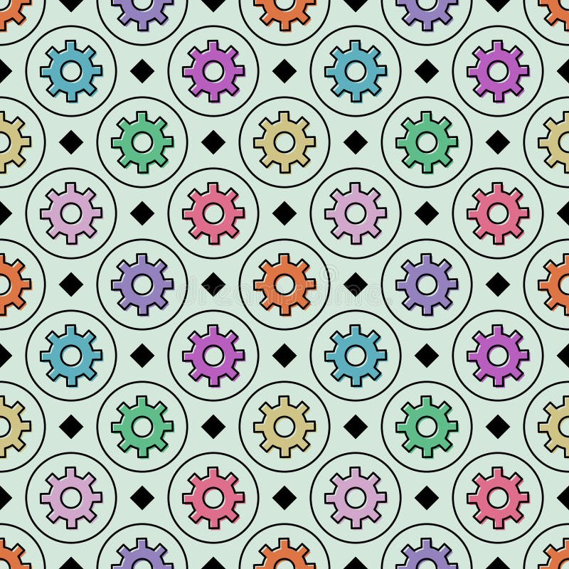 Seamless cogwheel pattern stock vector. Illustration of green - 149075959