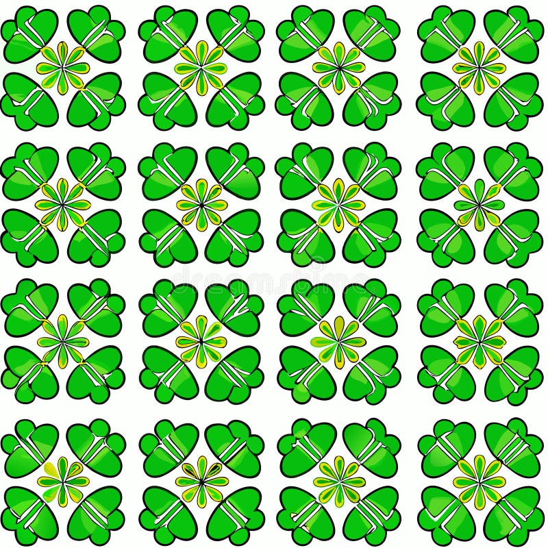 A Seamless Collection of Shamrock-patterned Tiles Stock Illustration ...