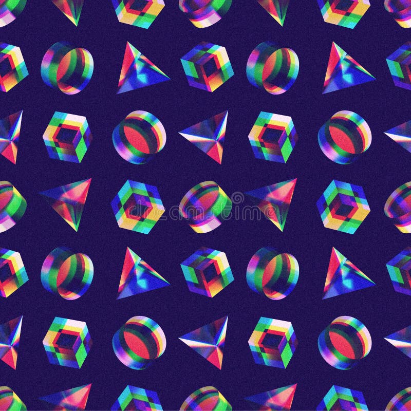 The Seamless Color Dispersion Pattern with 3d Geometric Shapes and ...