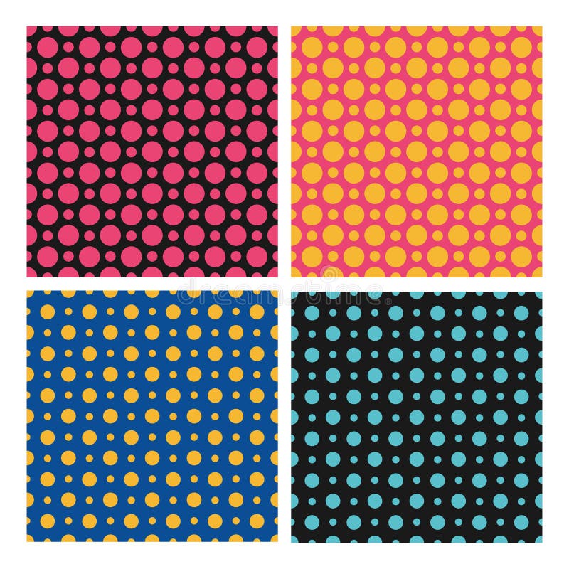 Seamless Color Dots Patterns Set, Vector Background Stock Vector ...
