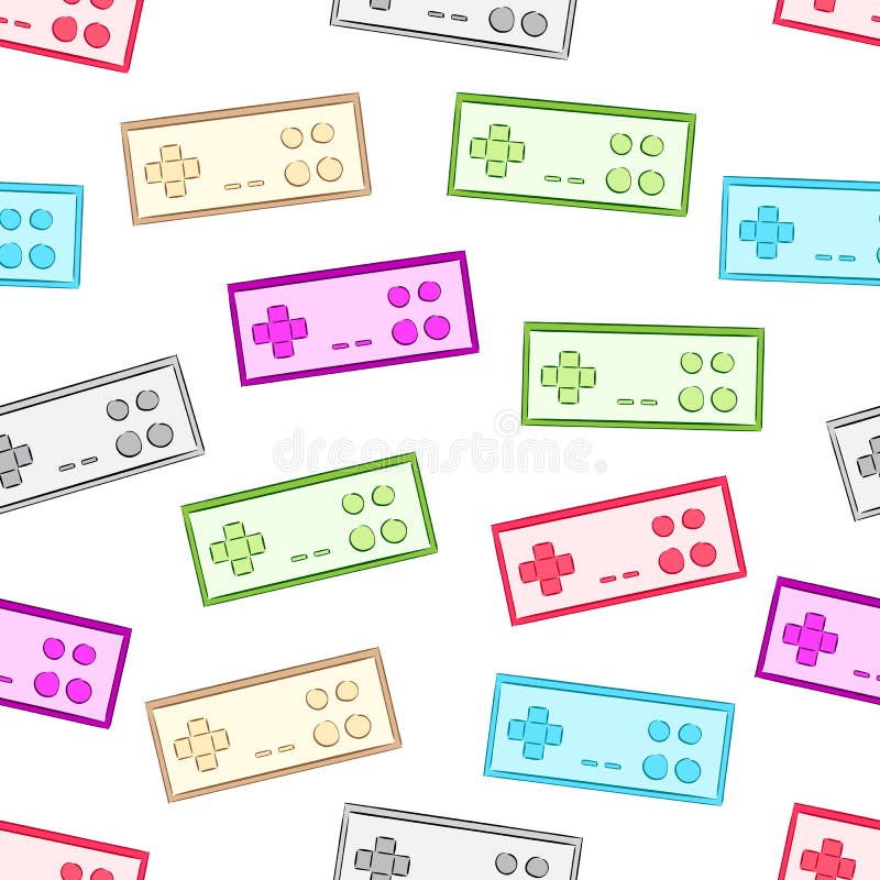 Seamless color gamepads stock vector. Illustration of electronic - 67792363