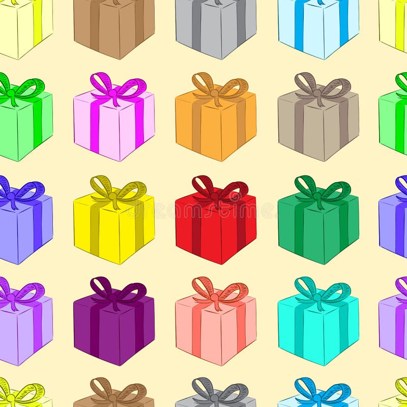 Seamless color gift boxes stock vector. Illustration of packed - 62599110