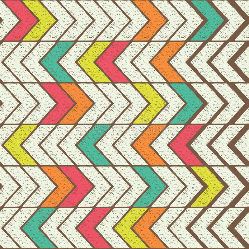 Seamless Color Hand-drawn Triangles Pattern. Tribal Vector Pattern ...