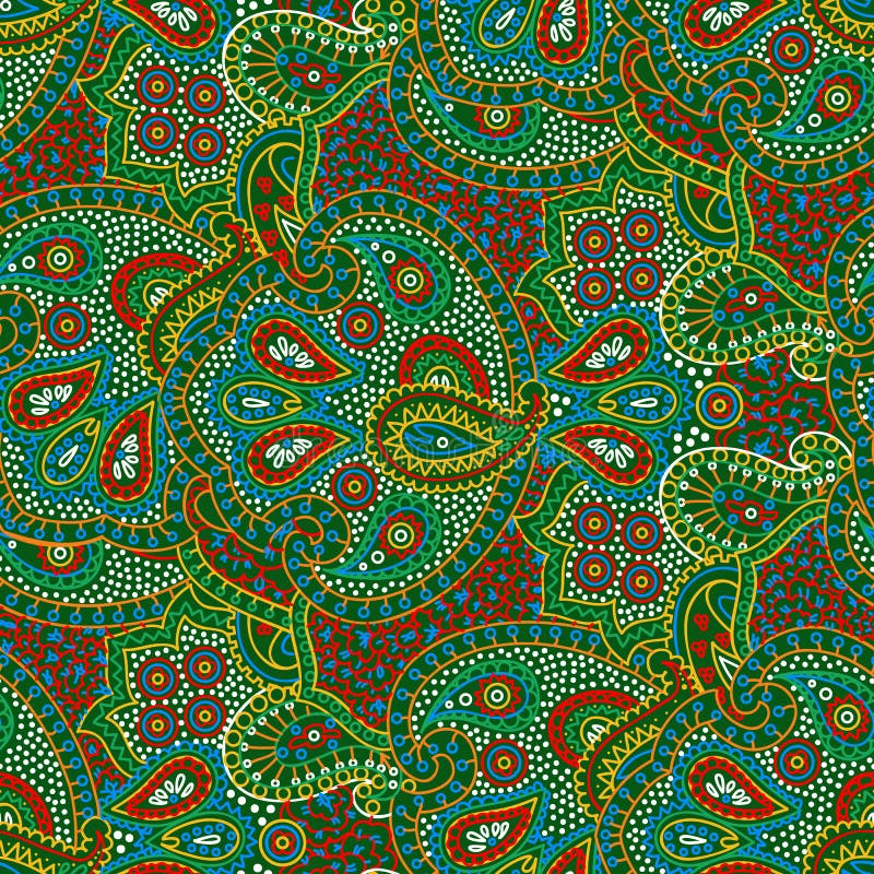 Seamless Color Paisley Pattern Stock Vector - Illustration of colour ...