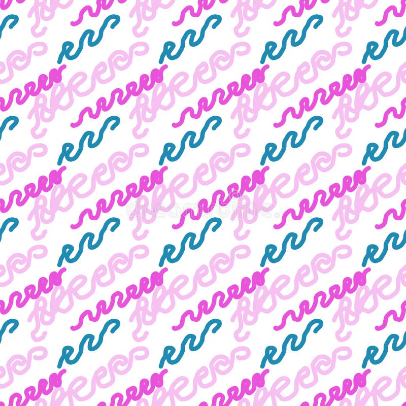 Seamless Color Pattern of Linear Doodle Squiggles. Stock Vector ...