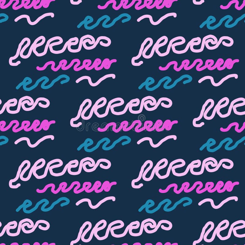 Seamless Color Pattern of Linear Doodle Squiggles. Stock Vector ...