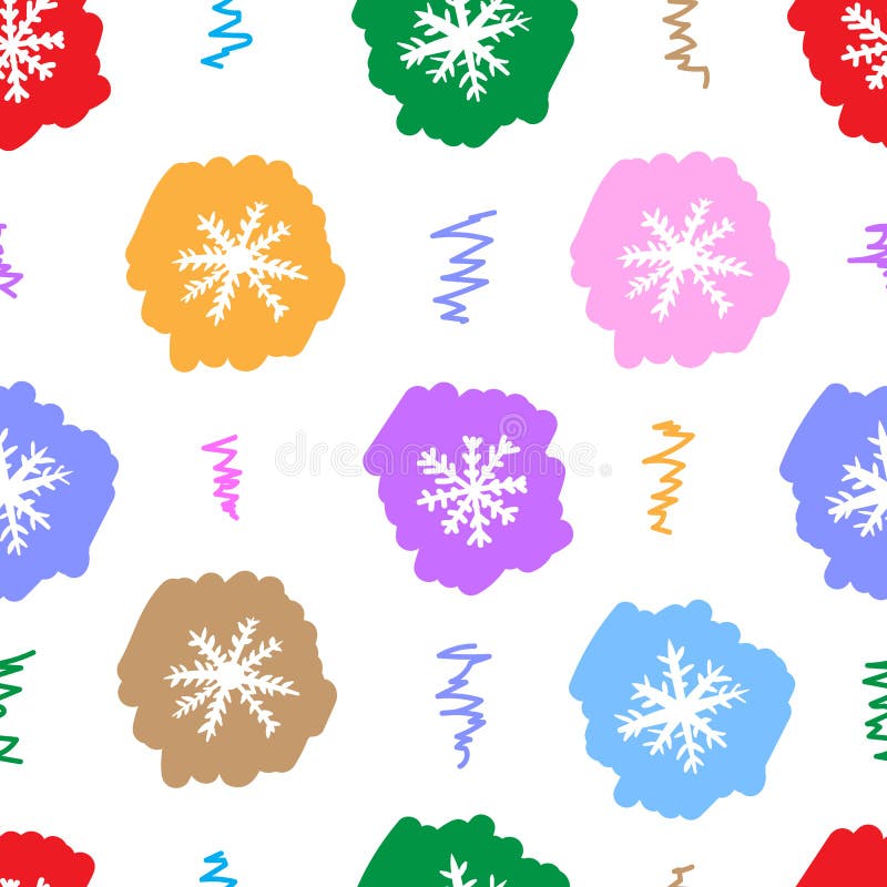 Seamless Color Snowflakes on the White Stock Vector - Illustration of ...