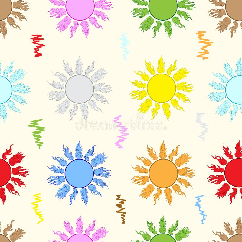 Seamless color sun stock vector. Illustration of backdrop - 63044729