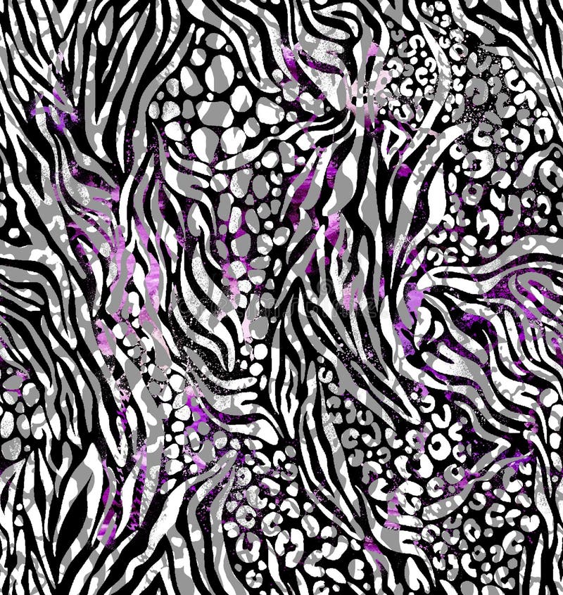 Seamless Colored Animal Skin Pattern, Mixed Watercolor Effect Design ...
