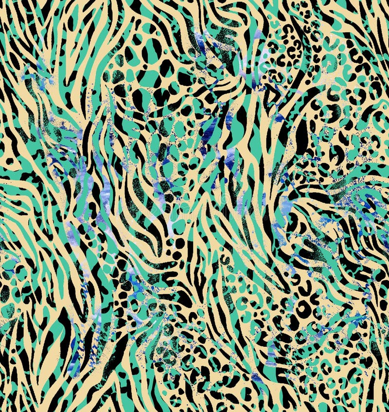Seamless Colored Animal Skin Pattern, Mixed Watercolor Effect Design ...