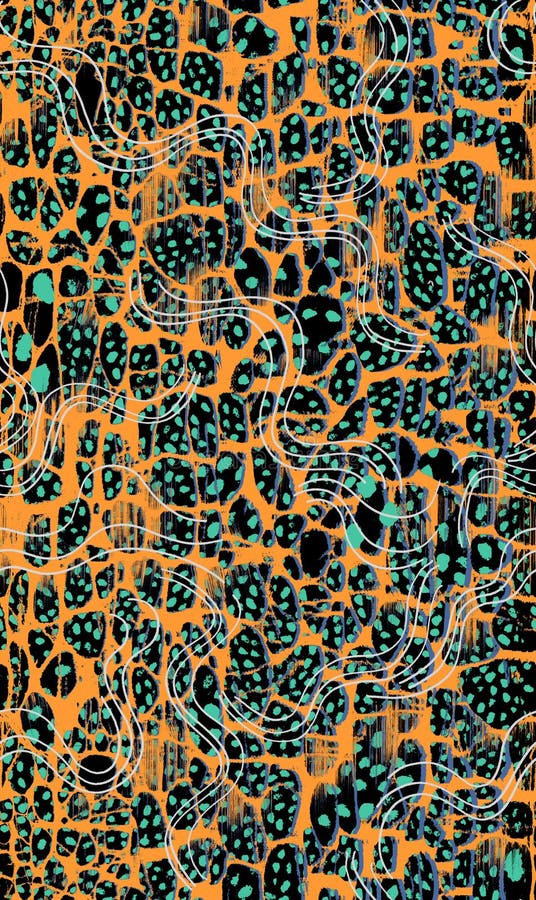 Seamless Colored Animal Skin Pattern, Repeated Leopard Skin Design with ...