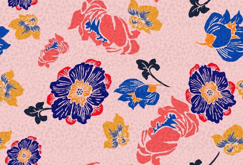 Seamless Colored Floral Design on Animal Skin Background. Stock ...