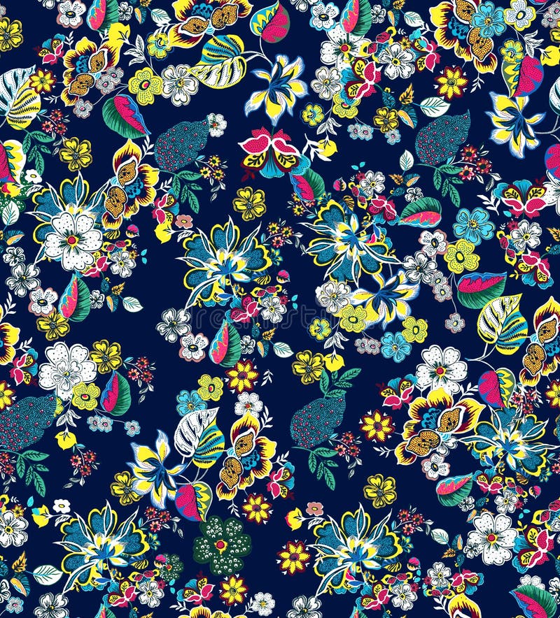 Seamless Colored Floral Pattern with Leaves. Small Flowers Design Ready ...