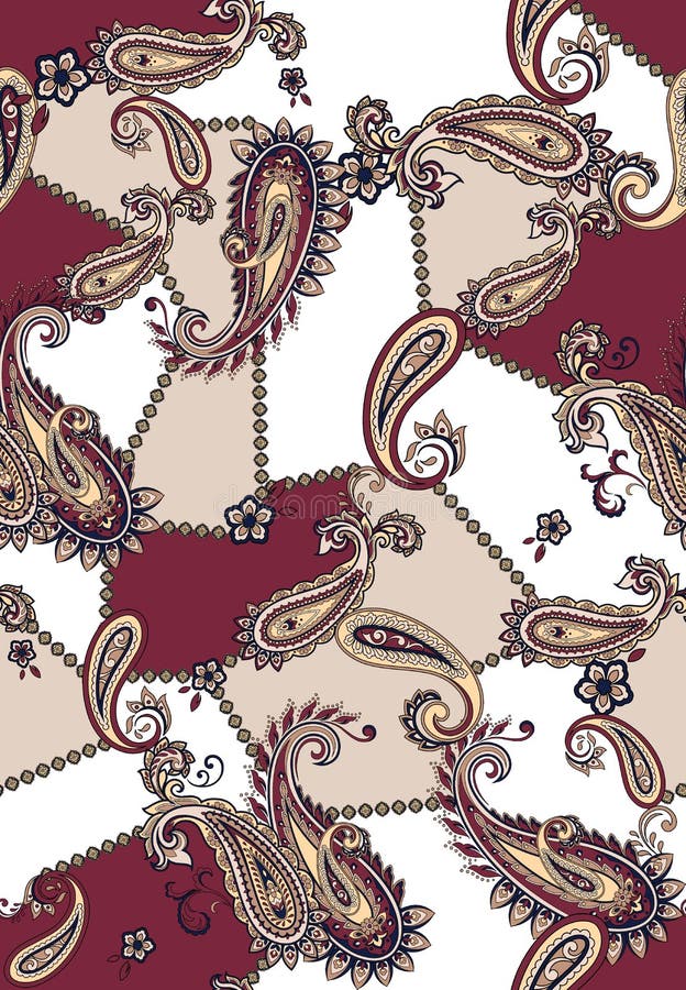 Seamless Colored Paisley Pattern, Patch for Print, Fabric, Textile ...