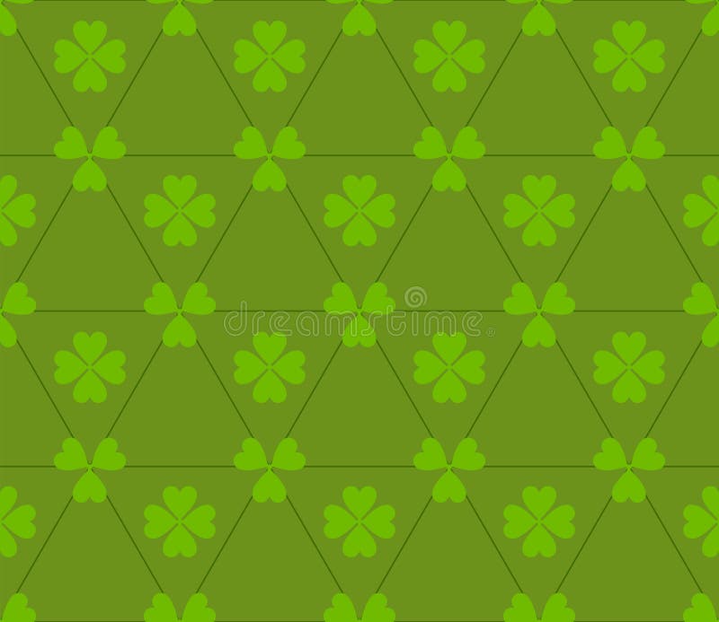 Seamless Colored Pattern Print Of Light Green Clovers Four And Three