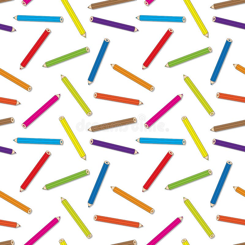 Seamless Colored Pencils Pattern Stock Vector - Illustration of tile ...