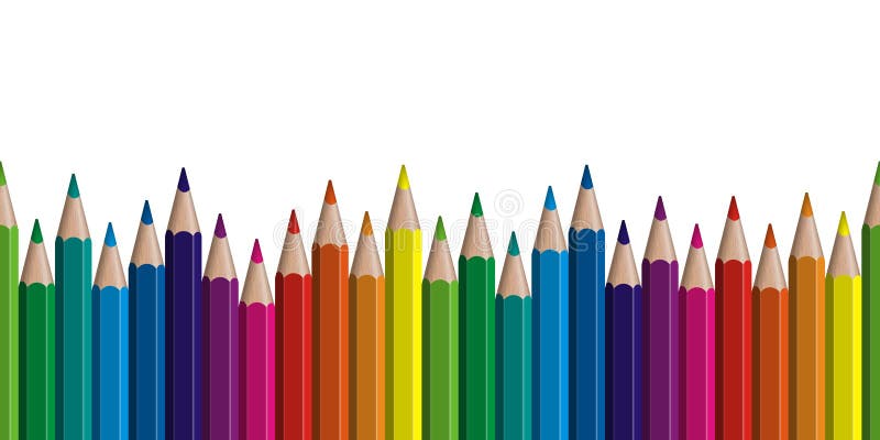 Seamless Colored Pencils Row Stock Vector - Illustration of office ...