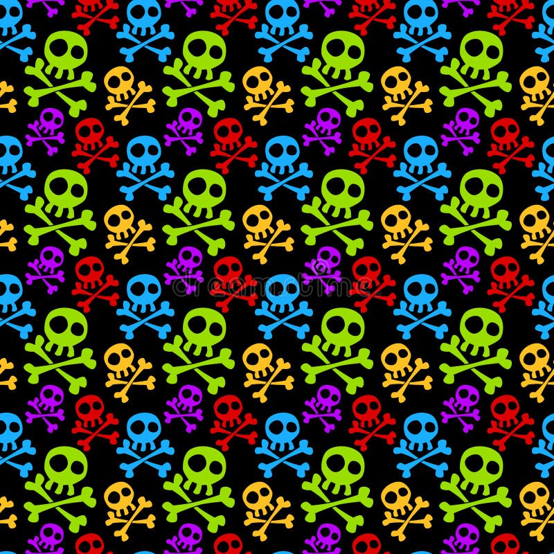 Seamless Colored Skulls Background Stock Illustration - Illustration of ...
