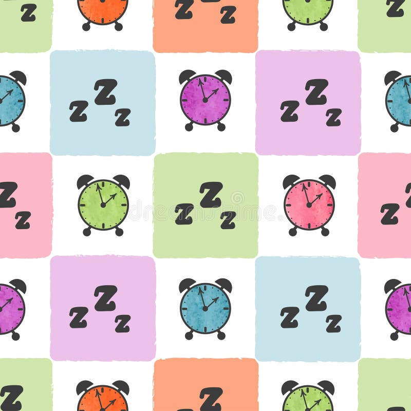 Seamless Colorful Alarm Clock Pattern. Vector Print Stock Vector ...