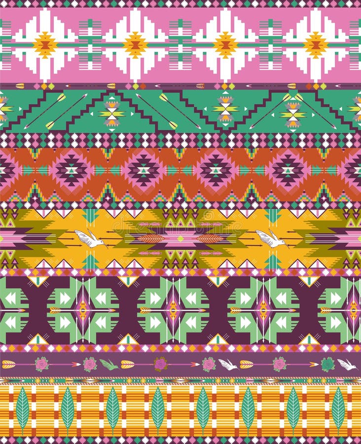 Aztec Seamless Pattern on Hot Color with Arrow Stock Illustration ...
